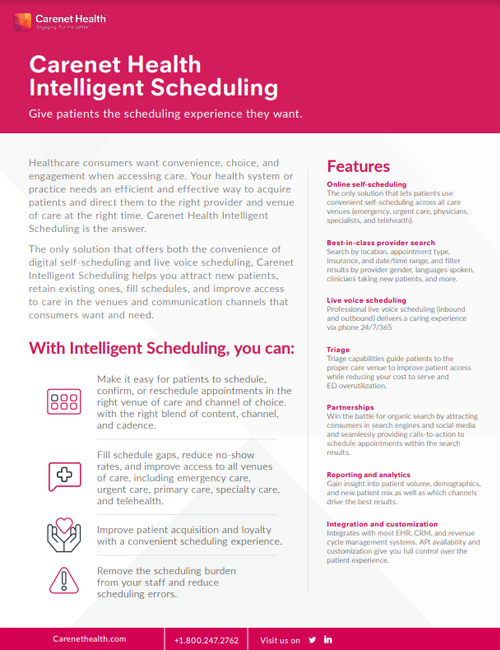 Healthcare Intelligent Scheduling Data | Carenet Health
